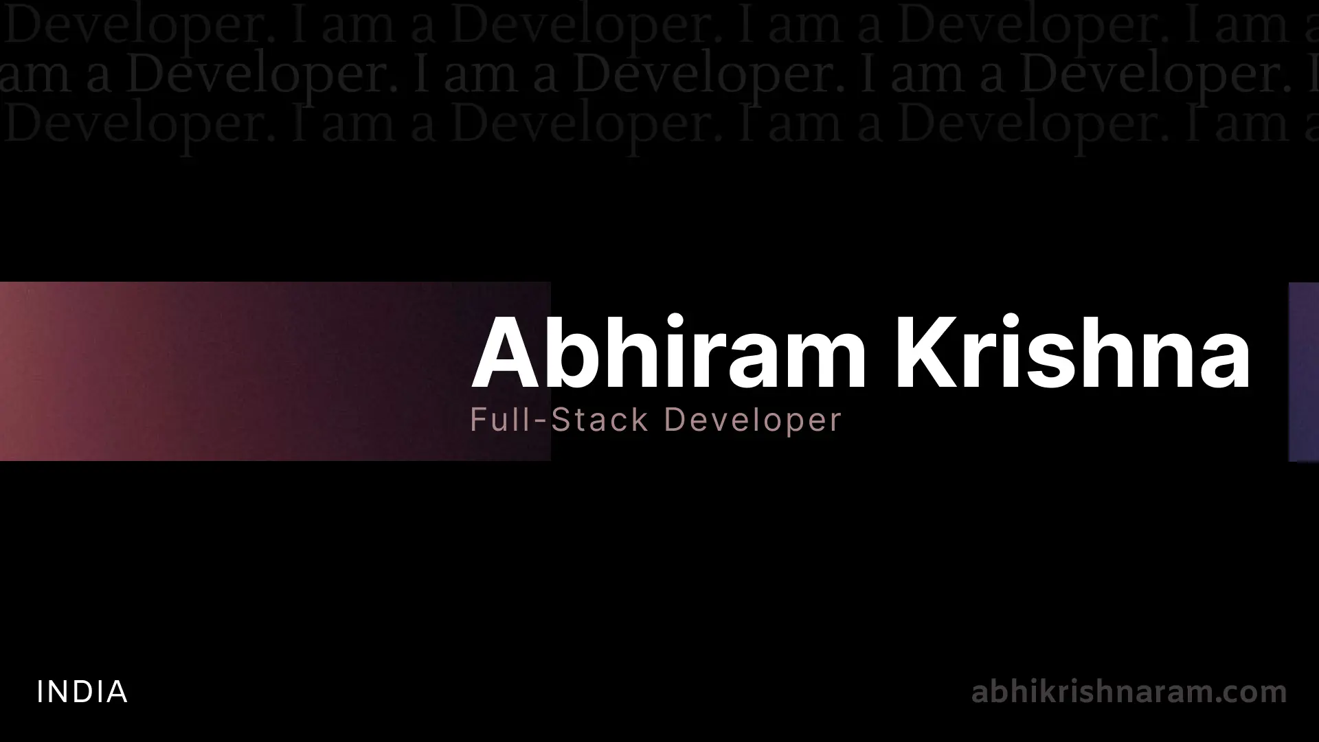 Abhiram Krishna | Full Stack Developer